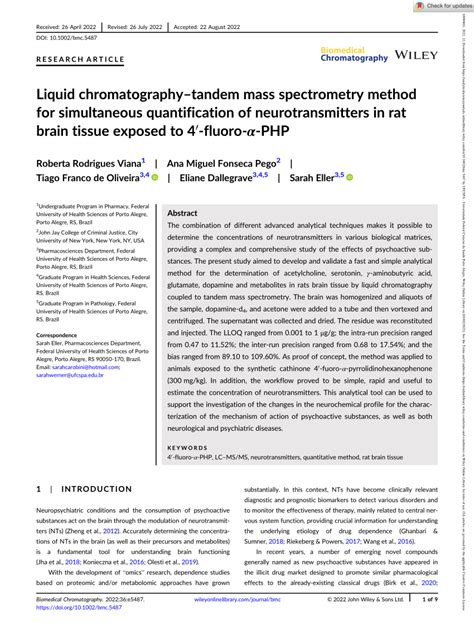 Pdf Liquid Chromatographytandem Mass Spectrometry Method For Simultaneous Quantification Of