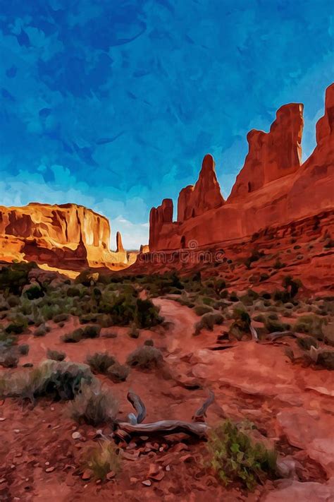 Digitally Created Watercolor Painting Of Park Avenue Trailhead With