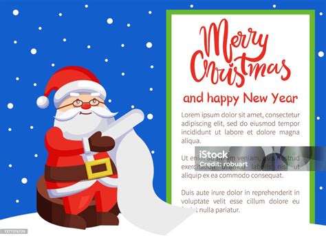 메리 크리스마스와 새해 복 많이 받으신 새해 엽서 산타 클로스 개념에 대한 스톡 벡터 아트 및 기타 이미지 개념 겨울 구도 Istock