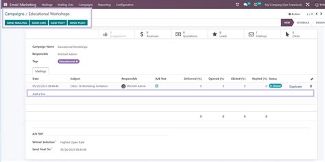 how to send bulk emails with odoo 16 e mail marketing module