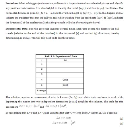 Solved Procedure When Solving Projectile Motion Problems It