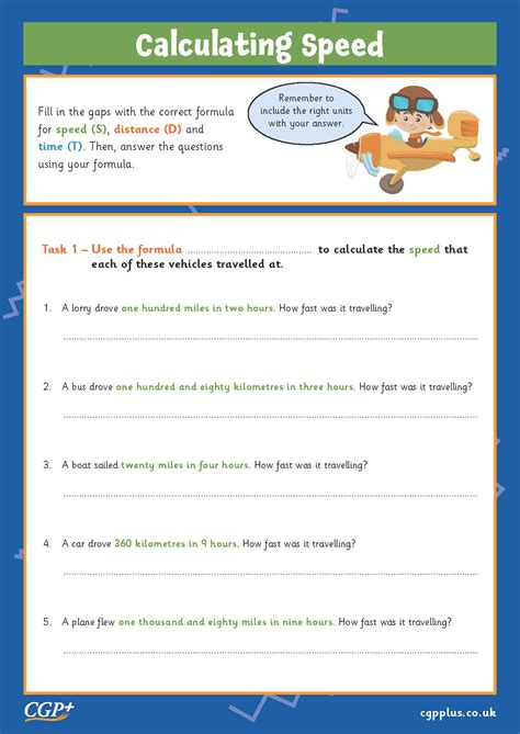 Calculating Speed Stretch Year 6 Cgp Plus Worksheets Library