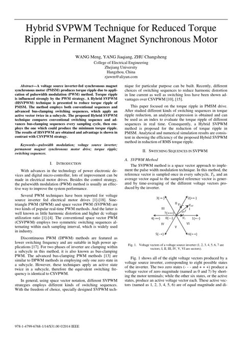 Pdf Hybrid Svpwm Technique For Reduced Torque Ripple In Permanent