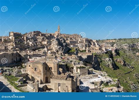 Horizontal View Of The Sassi Of Matera On Blue Sky Background M Editorial Photography Image