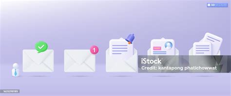 3d 화이트 메일 봉투 아이콘 세트 기호입니다 편지 이력서 이력서 아이콘 채용 직원으로 이메일 알림을 렌더링합니다 통신 개념입니다 3d 벡터 격리 그림 만화 파스텔 최소