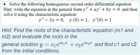 Solved Solve The Following Homogenous Second Order