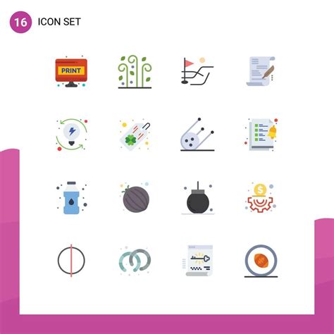 Editable Vector Line Pack Of 16 Simple Flat Colors Of Progression Development Wind Document