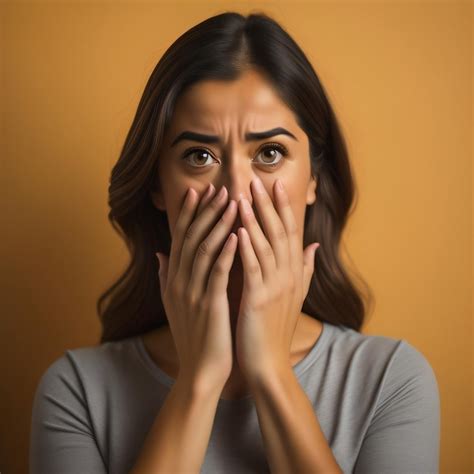 Premium Ai Image Woman Covering Her Face With Palms