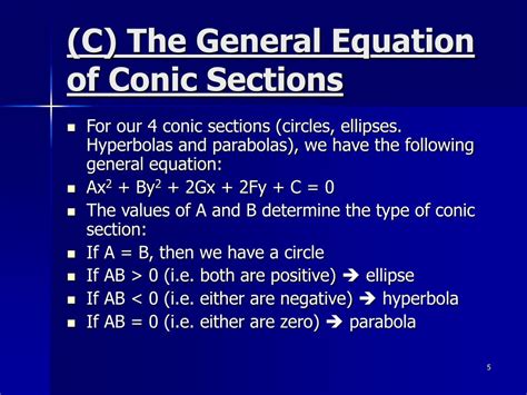 Ppt Lc024 The General Equation Of Conic Sections Powerpoint Presentation Id838521