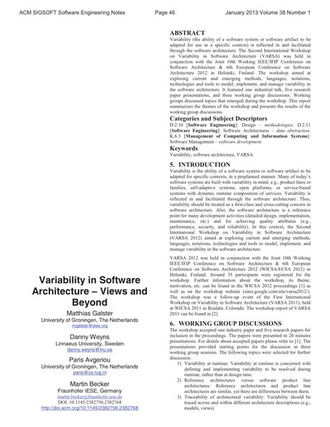 Pdf Variability In Software Architecture Views And Beyond