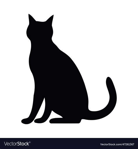Sitting Cat Silhouette From Back