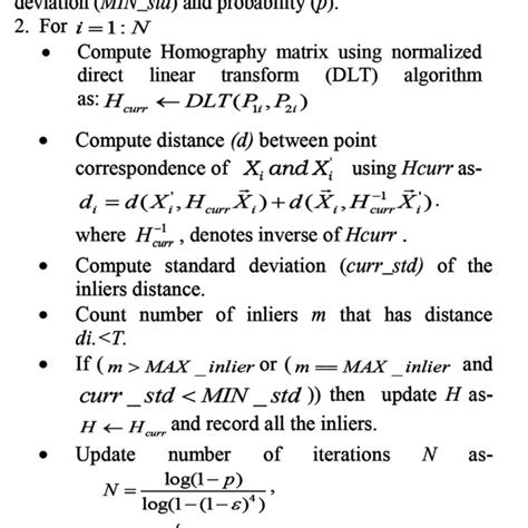 Algorithm For Computation Of Homography Matrix Download Scientific