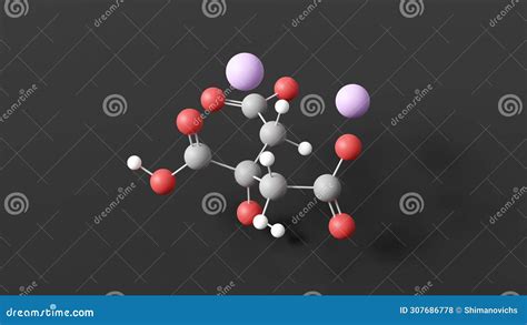 Disodium Citrate Molecular Structure Food Antioxidant E331ii Ball And Stick 3d Model