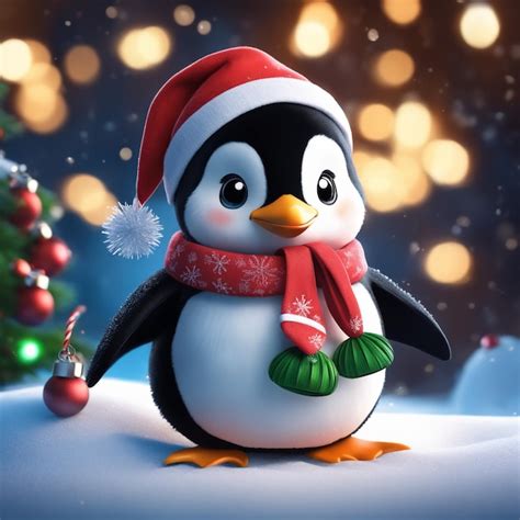 Premium Photo Penguin Christmas Character Cute Penguin In Christmas