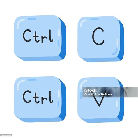 Cute Cartoon Blue Ctrl C And Ctrl V Keyboard Buttons Copy And Paste Key Shortcuts For Pc