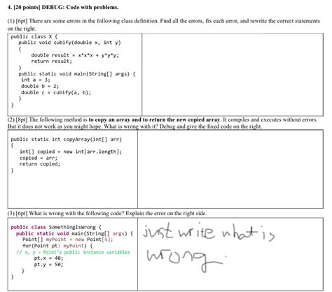 solved 4 [20 points] debug code with problems 1 [6pt]