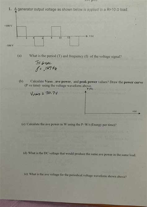 Solved A Generator Output Voltage As Shown Below Is Chegg Com