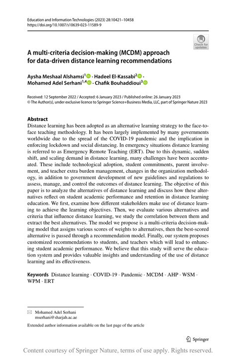 A Multi Criteria Decision Making Mcdm Approach For Data Driven