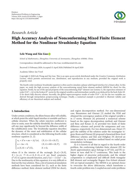 Pdf High Accuracy Analysis Of Nonconforming Mixed Finite Element Method For The Nonlinear