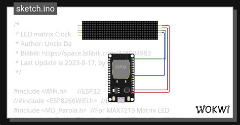 Esp32ntp Clock Max7219 Wokwi Esp32 Stm32 Arduino Simulator