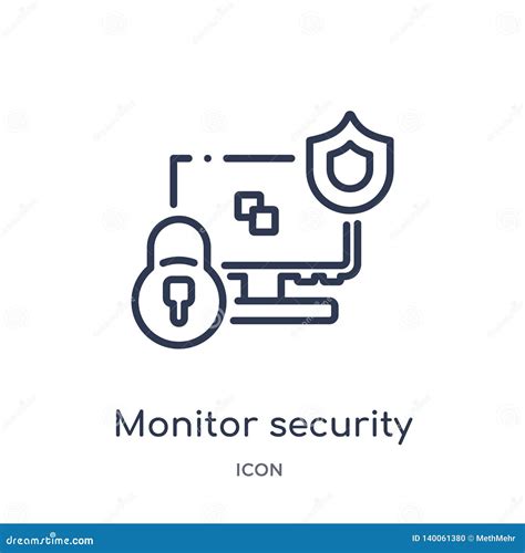 Linear Monitor Security Icon From Internet Security And Networking Outline Collection Thin Line