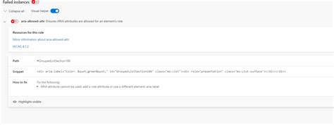 Detailslist Grouped Shows Aria Attribute Cannot Be Used Add A Role Attribute Or Use A