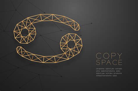 암 조디악 로그인 와이어 프레임 다각형 골든 프레임 구조 포춘 텔러 컨셉 디자인 그림 복사 공간 벡터 Eps 10 블랙