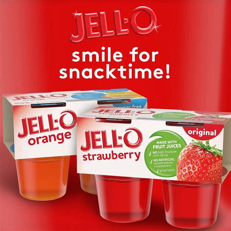 Buy Jell O Original Strawberry Ready To Eat Jello Cups Gelatin Snack 4 Ct Cups Online At Lowest