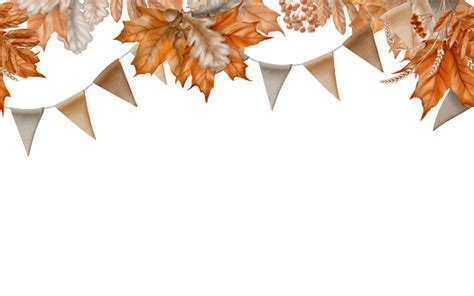 깃발의 화환과 단풍나무 참나무 산 재 호박 추수 감사절 또는 추수 감사절 장식에 대한 딸기의 단풍의 완벽 한 테두리 투명한