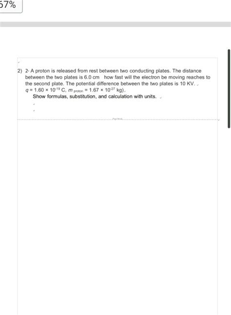 Solved A Proton Is Released From Rest Between Two Chegg