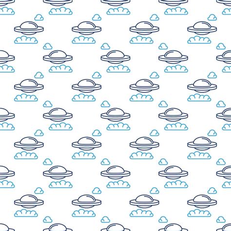 Premium Vector Alien Spaceship In Clouds Vector Concept Outline Seamless Pattern