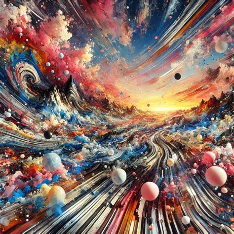 Energetic Pop Art Aesthetic Image Of Abstract Landscape In Layered