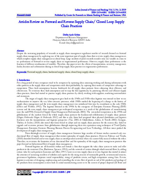 Pdf Articles Review On Forward And Reverse Supply Chain Closed Loop Supply Chain Practices