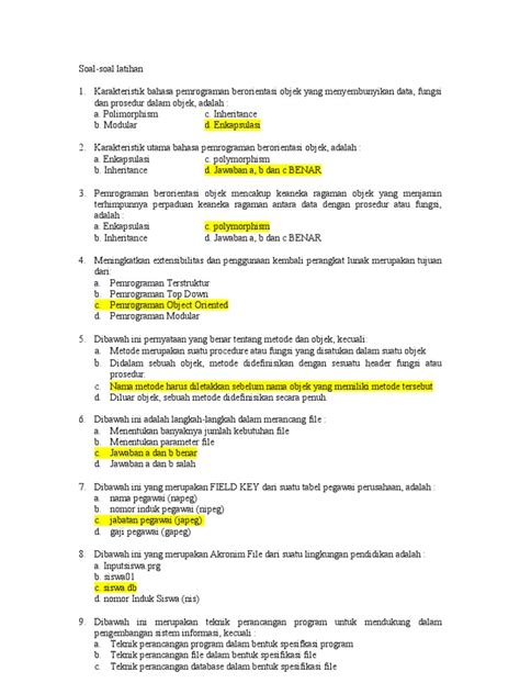 Contoh Soal Uts Dasar Pemrograman Bsi Semester 1 Berbagai Contoh