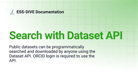 Search With Dataset API ESS DIVE Documentation