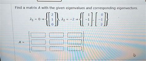 Solved Find A Matrix A With The Given Eigenvalues And Corresponding