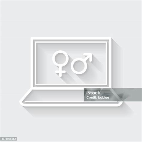 성별 기호가있는 노트북 빈 배경에 긴 그림자아이콘 플랫 디자인 3차원 형태에 대한 스톡 벡터 아트 및 기타 이미지 3차원 형태 개념 공란 Istock