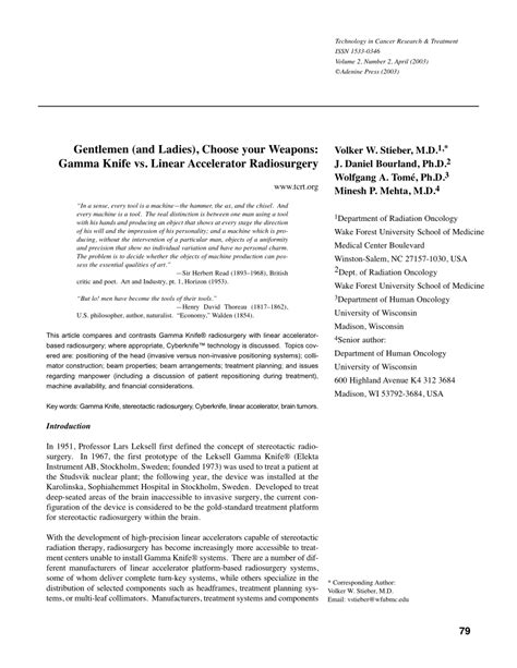Pdf Gentlemen And Ladies Choose Your Weapons Gamma Knife Vs Linear Accelerator Radiosurgery