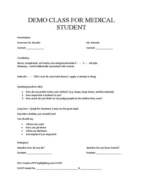 Demo Class For Medical Student Pdf