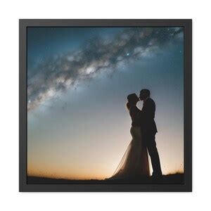 Romantic Couple Kissing With Galaxy Nebula On The Backdrop Framed Posters Etsy
