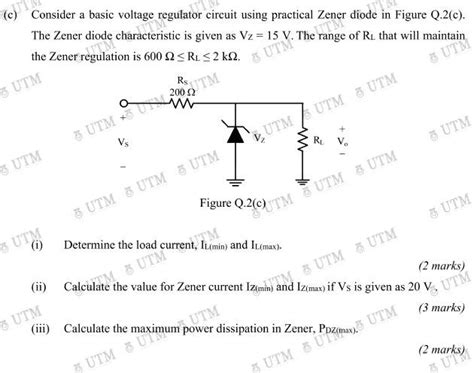 Solved Consider Basic Voltage Regulator Circuit Using Practical Zener