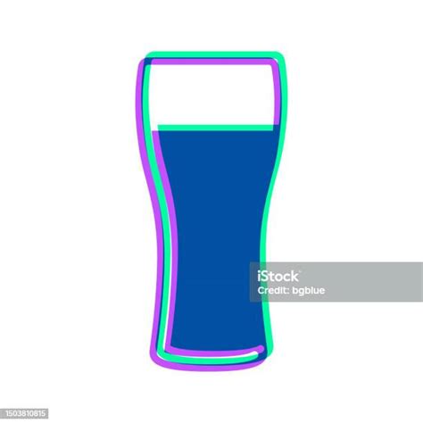 맥주 한 잔 흰색 배경에 두 가지 색상이 오버레이된 아이콘 파인트잔에 대한 스톡 벡터 아트 및 기타 이미지 파인트잔 3차원