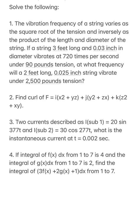 Solved Solve The Following 1 The Vibration Frequency Of A