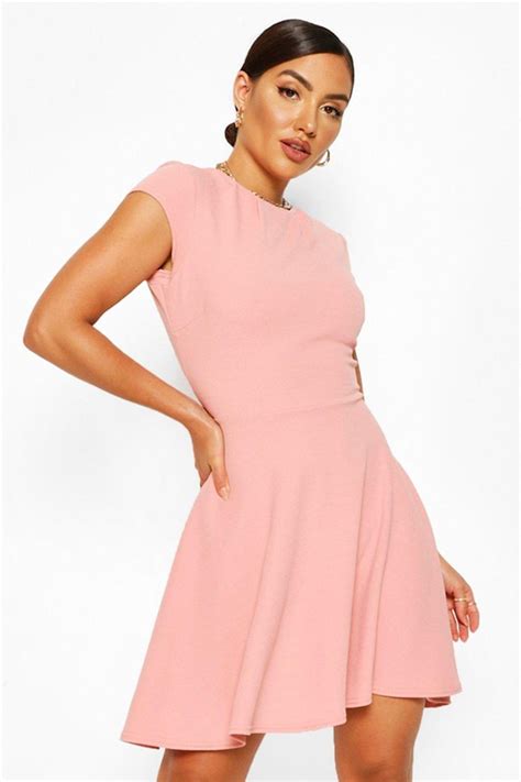 Pleat Neckline Skater Dress