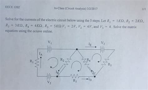 Solved Solve For The Currents Of The Electric Circuit Below