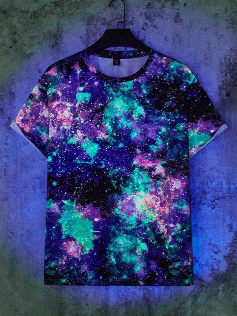Men Plus Reflective Galaxy Print Tee Galaxy Print Printed Tees