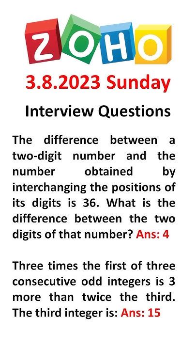 3rd September 2023 Question Paper Leaks Zoho Interview Questions And