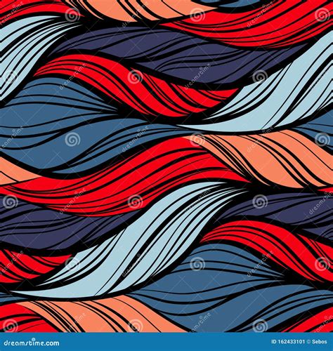Abstract Sea Waves Seamless Pattern Colorful Wavy Striped Background