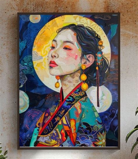 Korean Girl Painting Wall Art Digital Art Oriental Art Samurai