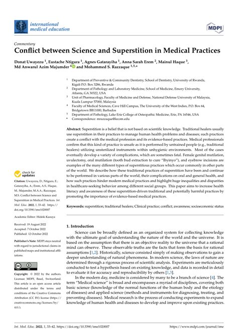 Pdf Conflict Between Science And Superstition In Medical Practices